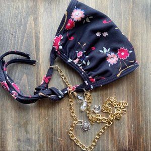 Alquimia | Accessories | Floral Mask Gold Crystal Chain Holder Necklace ...